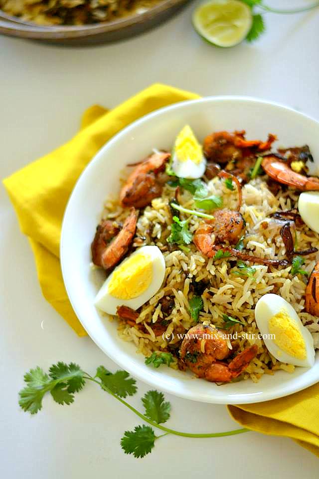 Mix and Stir: Prawn Biryani ( Spiced Rice with Prawns )
